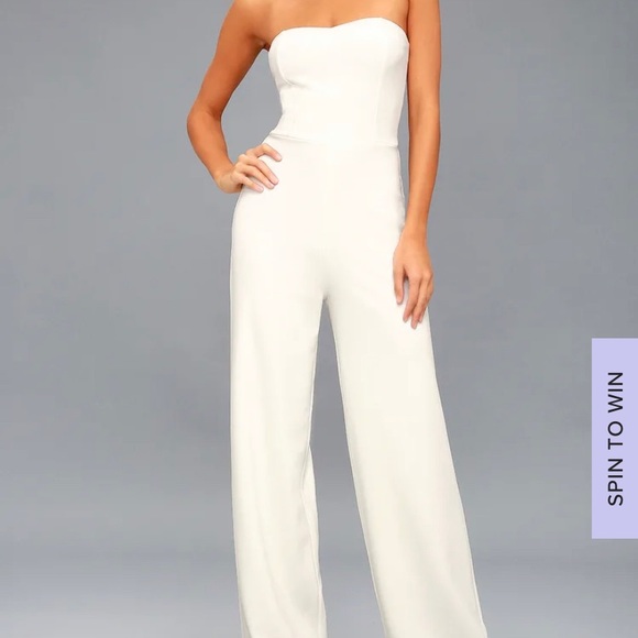 Lulus | Pants & Jumpsuits | Lulus Edith White Strapless Jumpsuit | Poshmark